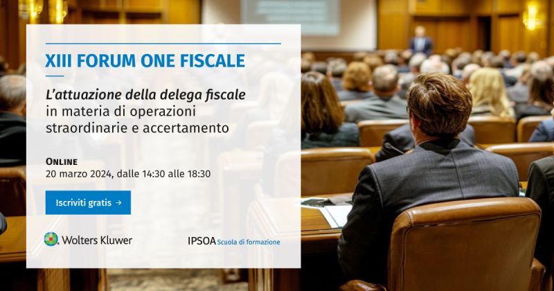 XIII Forum One FISCALE: diretta streaming il 20 Marzo - BitMat